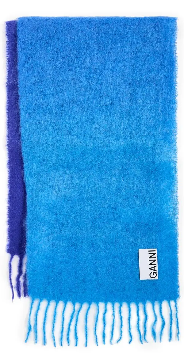 Ganni Mohair Gradient Scarf - Silver Lake Blue | Editorialist
